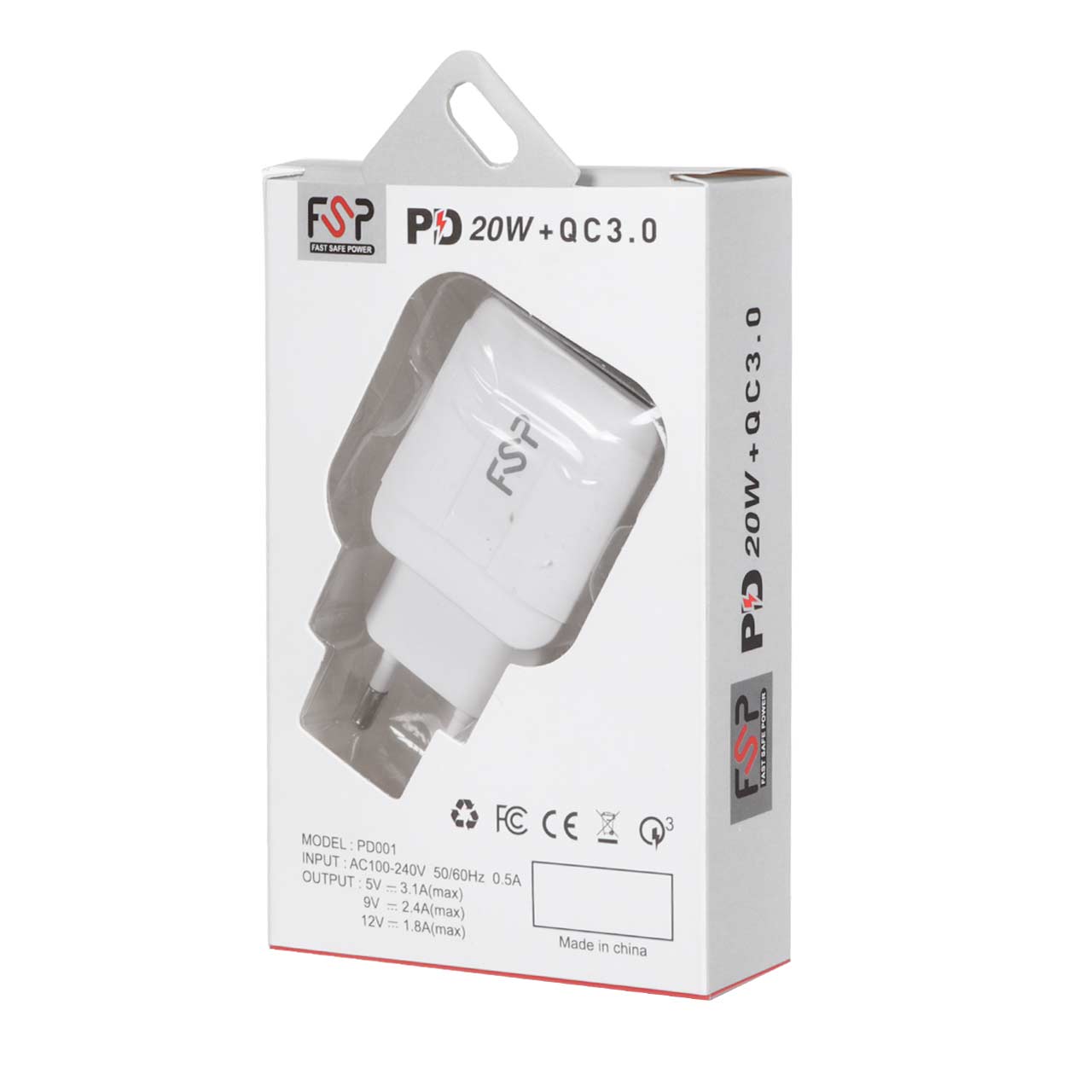 شارژر دیواری فست و PD دو پورت FSP مدل PD001 20W - سفید - BSA - فروشگاه ...