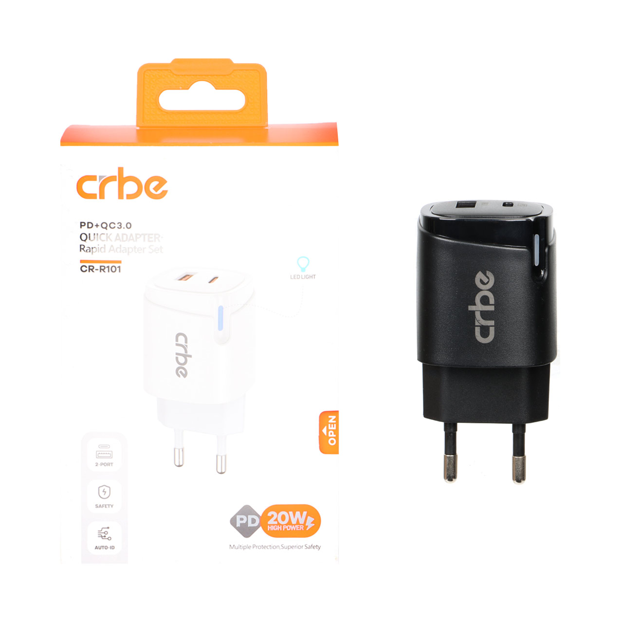 شارژر دیواری 20W فست و PD دو پورت Crbe مدل CR-R101 - مشکی (گارانتی یکساله PMC) - فروشگاه - پنل ...