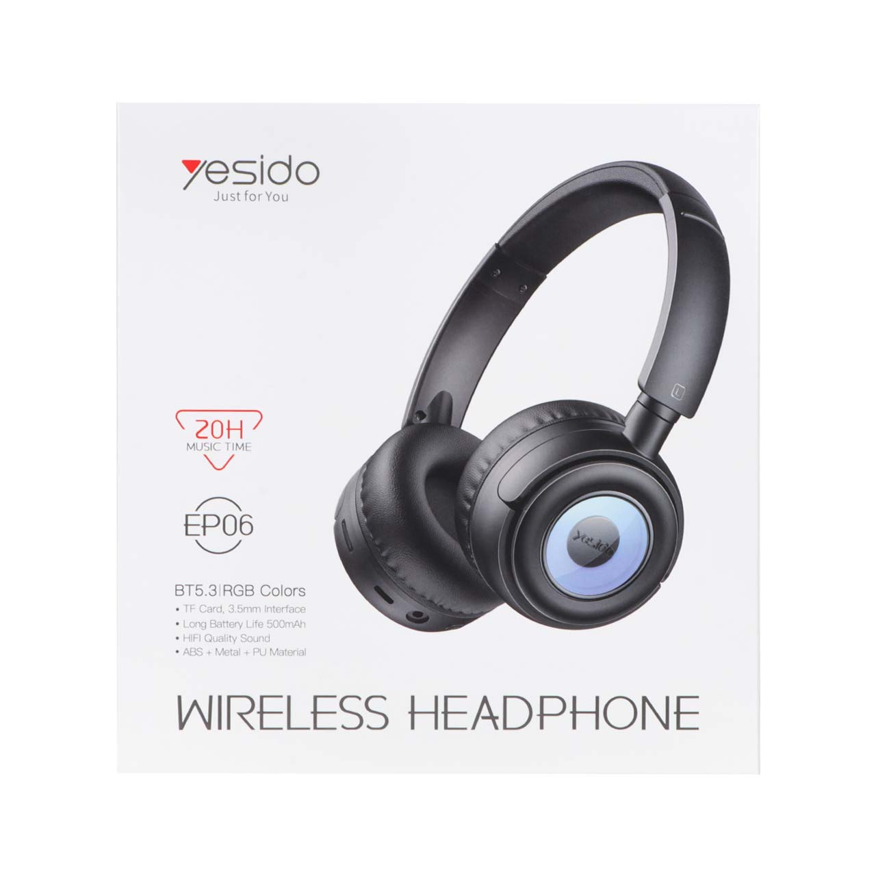 هدفون بی سیم Yesido مدل EP06 ، با نورپردازی RGB - مشکی (گارانتی 18 ماه ...