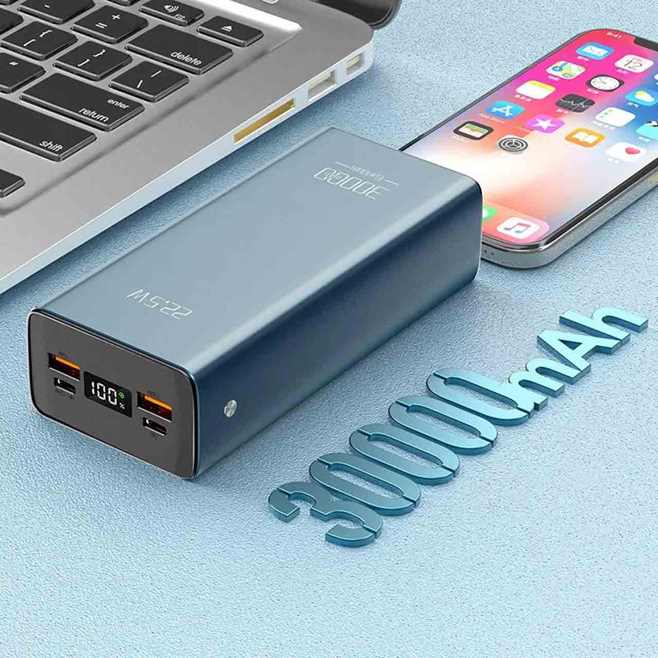 پاوربانک (PD و فست شارژ) Earldom 22.5W 30000mAh مدل PD36 - آبی ...