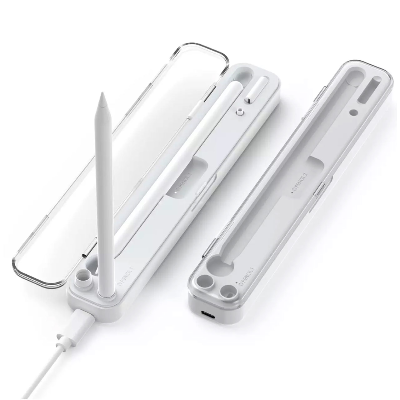 استند و شارژر قلم هوشمند Porodo Pencil 1 & 2 مدل PD-CAPEN-WH - سفید ...