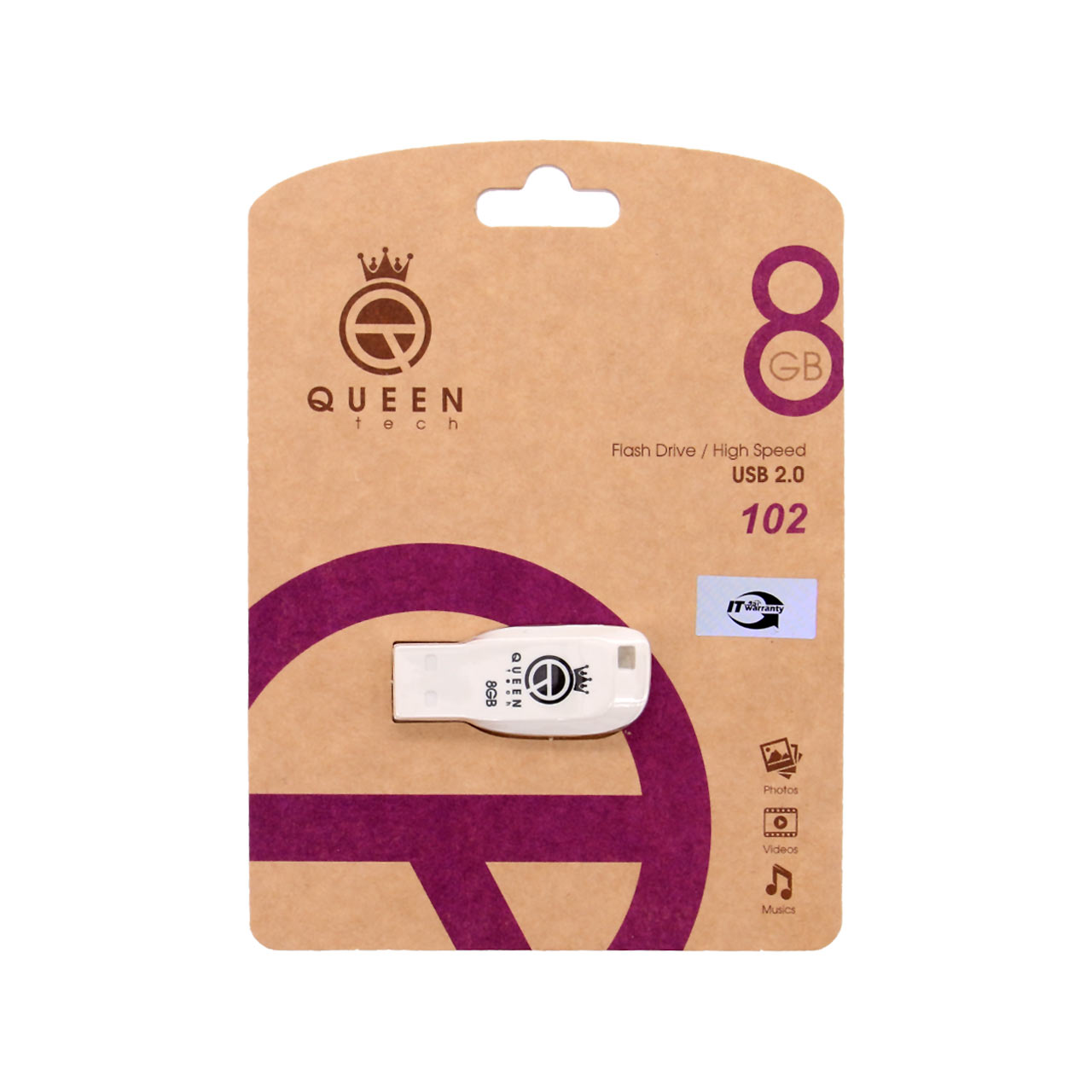 Queen tech-102 USB2.0 Flash Memory-8GB (گارانتی مادام العمر شرکت آی تین) سفید - فروشگاه - پنل ...
