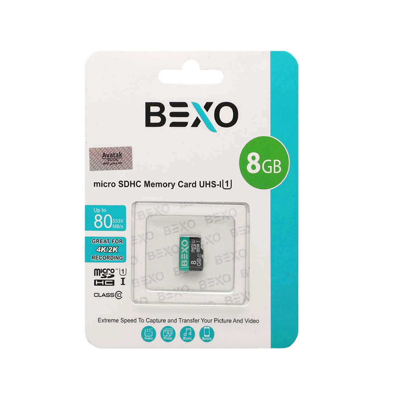 BEXO Extra 533X microSDHC UHS-I U1 Class10-80MB/s-8GB(گارانتی داده پردازی آواتک) - فروشگاه - پنل ...