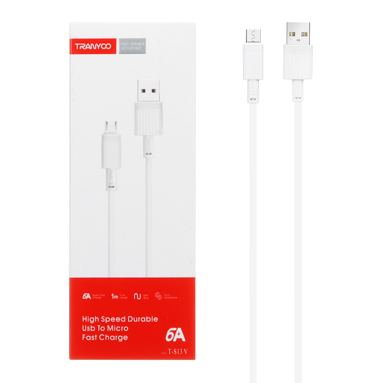 کابل شارژ فست اندروید TRANYOO مدل S13-V - سفید - فروشگاه - پنل فروشگاهی eways