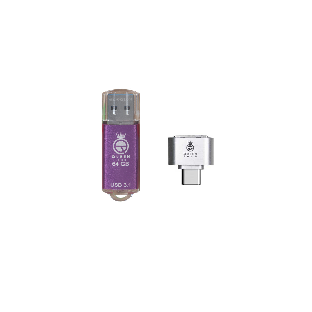 Queen tech-Quick Plus USB3.1+OTG Type-C Adapter Flash Memory Flash Memory-64GB بنفش (گارانتی ...