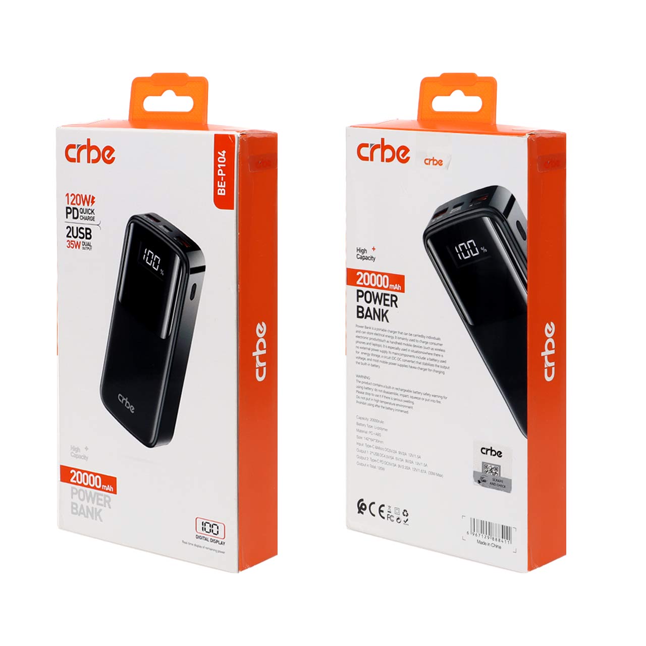 پاوربانک (PD و فست شارژ) Crbe 120W 20000mAh مدل BE-P104 - مشکی (گارانتی یکساله PMC) - فروشگاه ...